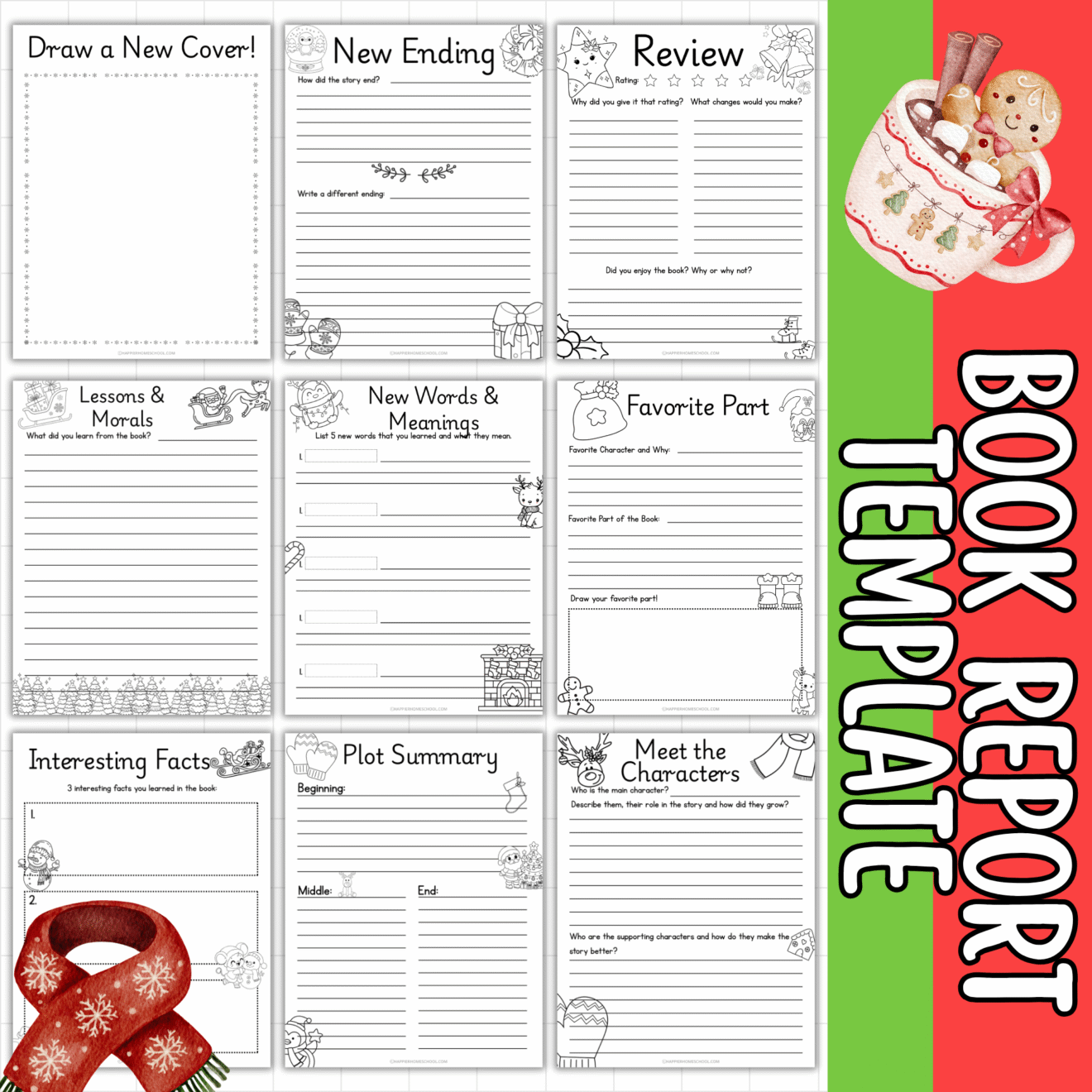 Free Christmas Book Report Template for Kids - Happier Homeschool