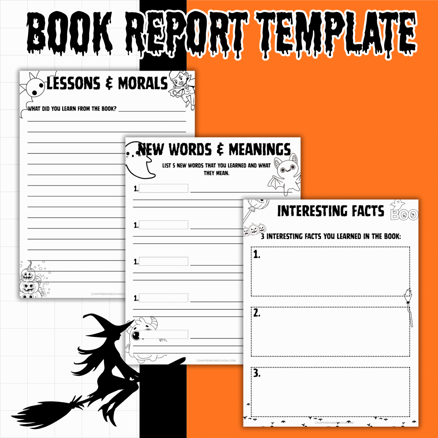 Free Halloween Book Report Template for Kids (Spooky Reading Fun for ...