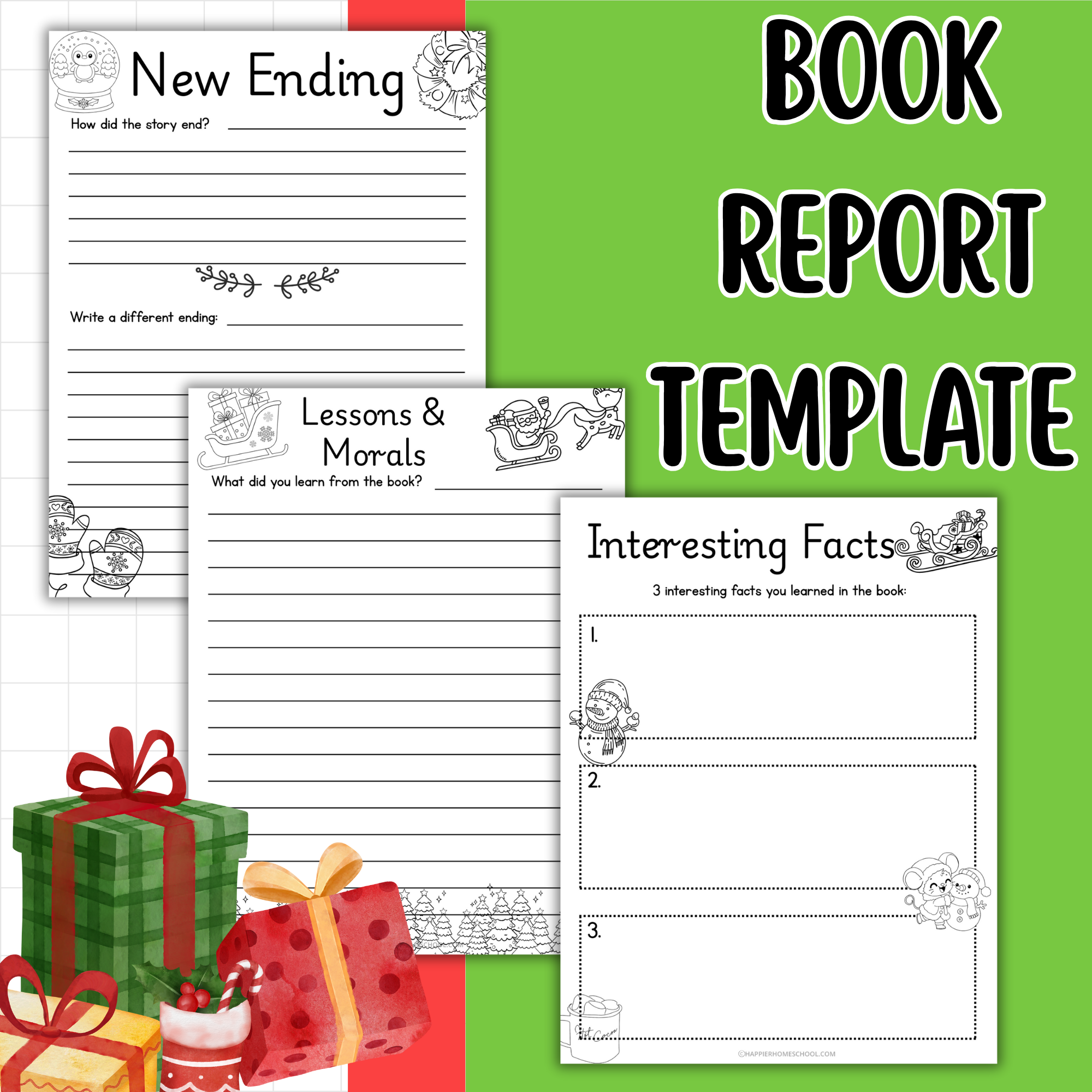 Free Christmas Book Report Template for Kids - Happier Homeschool