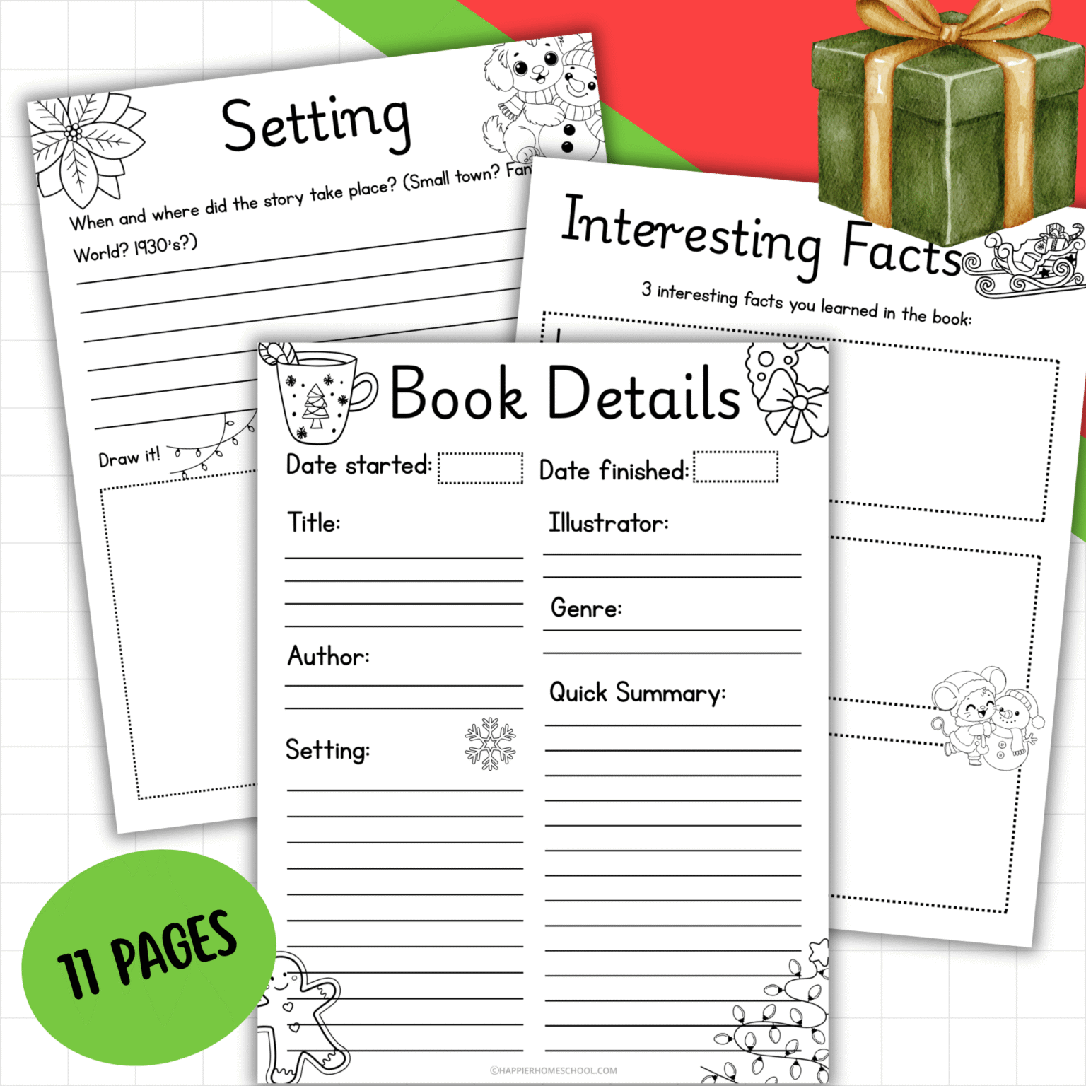 Free Christmas Book Report Template for Kids - Happier Homeschool
