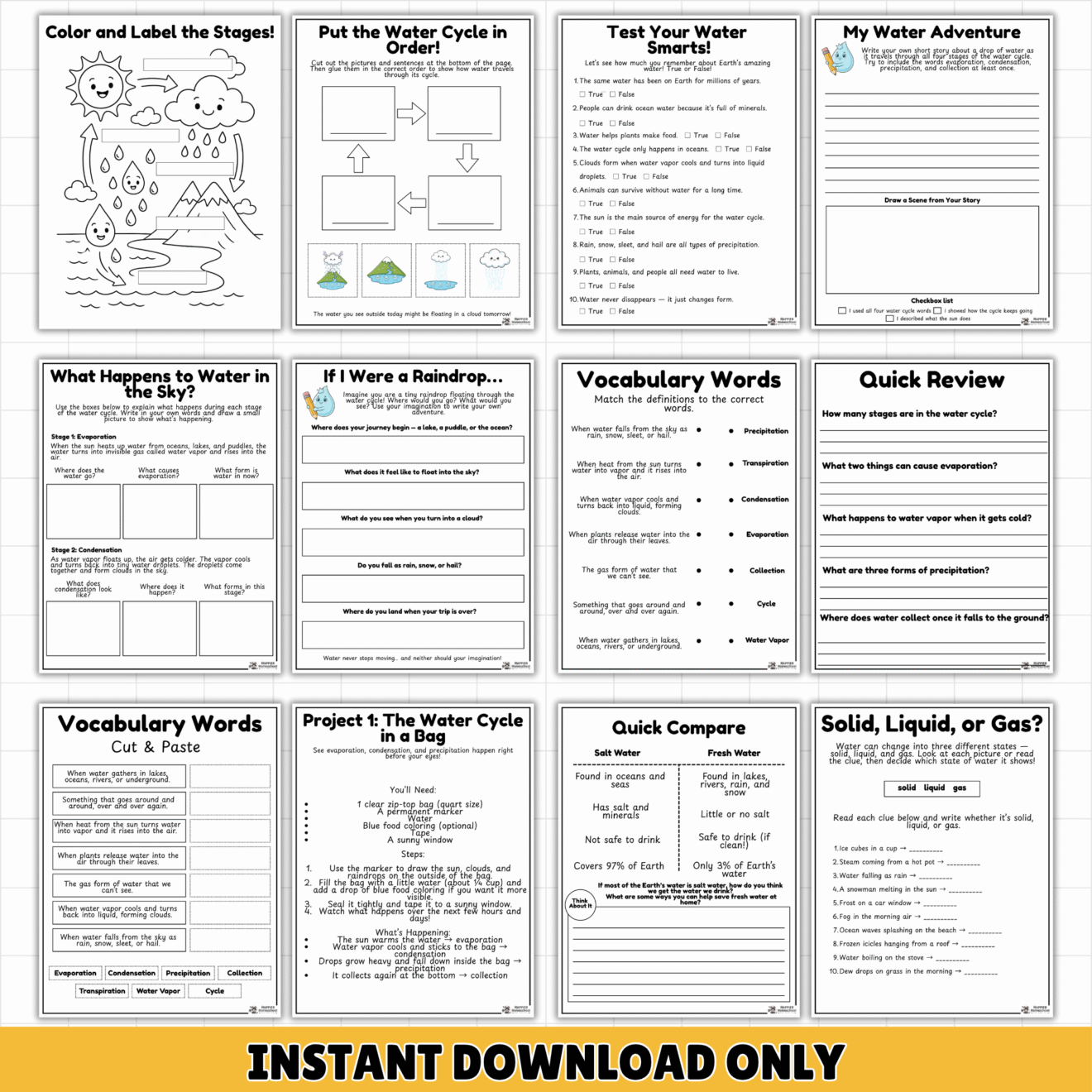 What Is the Water Cycle? 1 Free Mini Flip Book! - Happier Homeschool