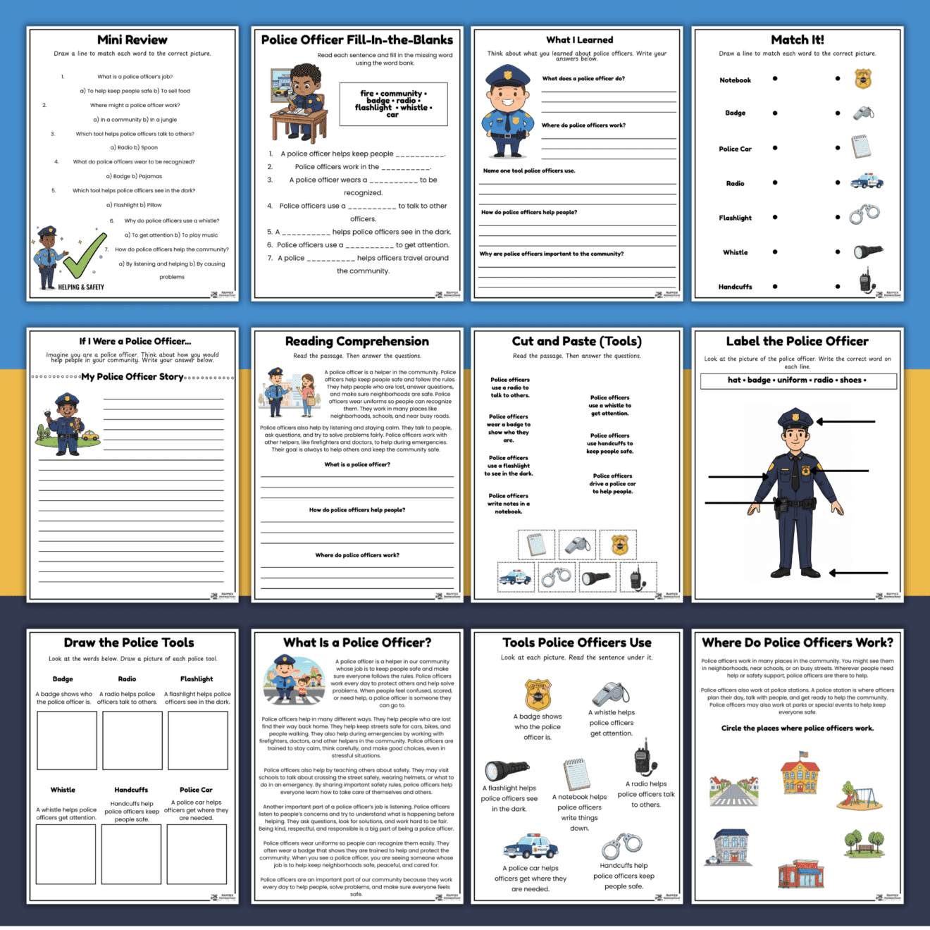 Police for Kids: A Community Helper Lesson with 15 Free Worksheets ...