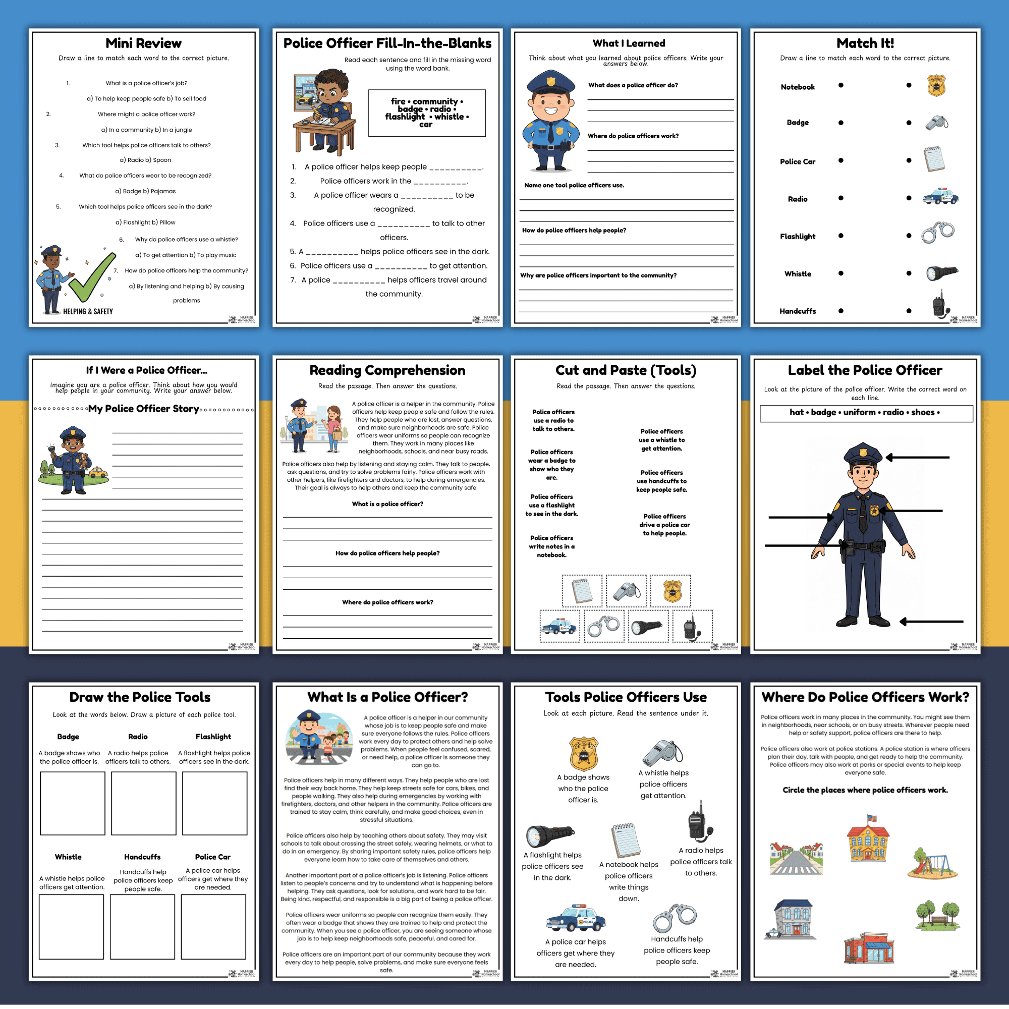Police for Kids: A Community Helper Lesson with 15 Free Worksheets ...