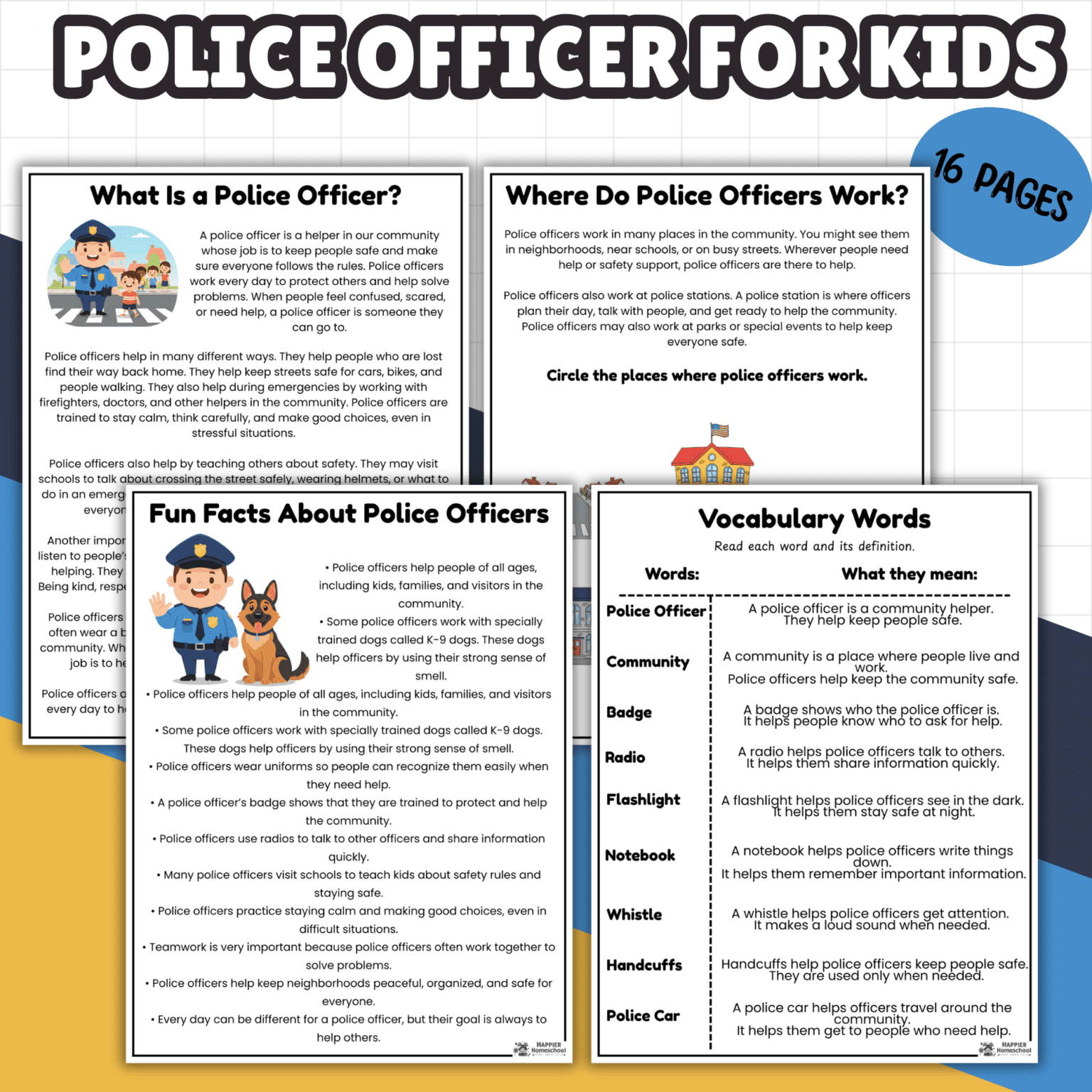 Police for Kids: A Community Helper Lesson with 15 Free Worksheets ...