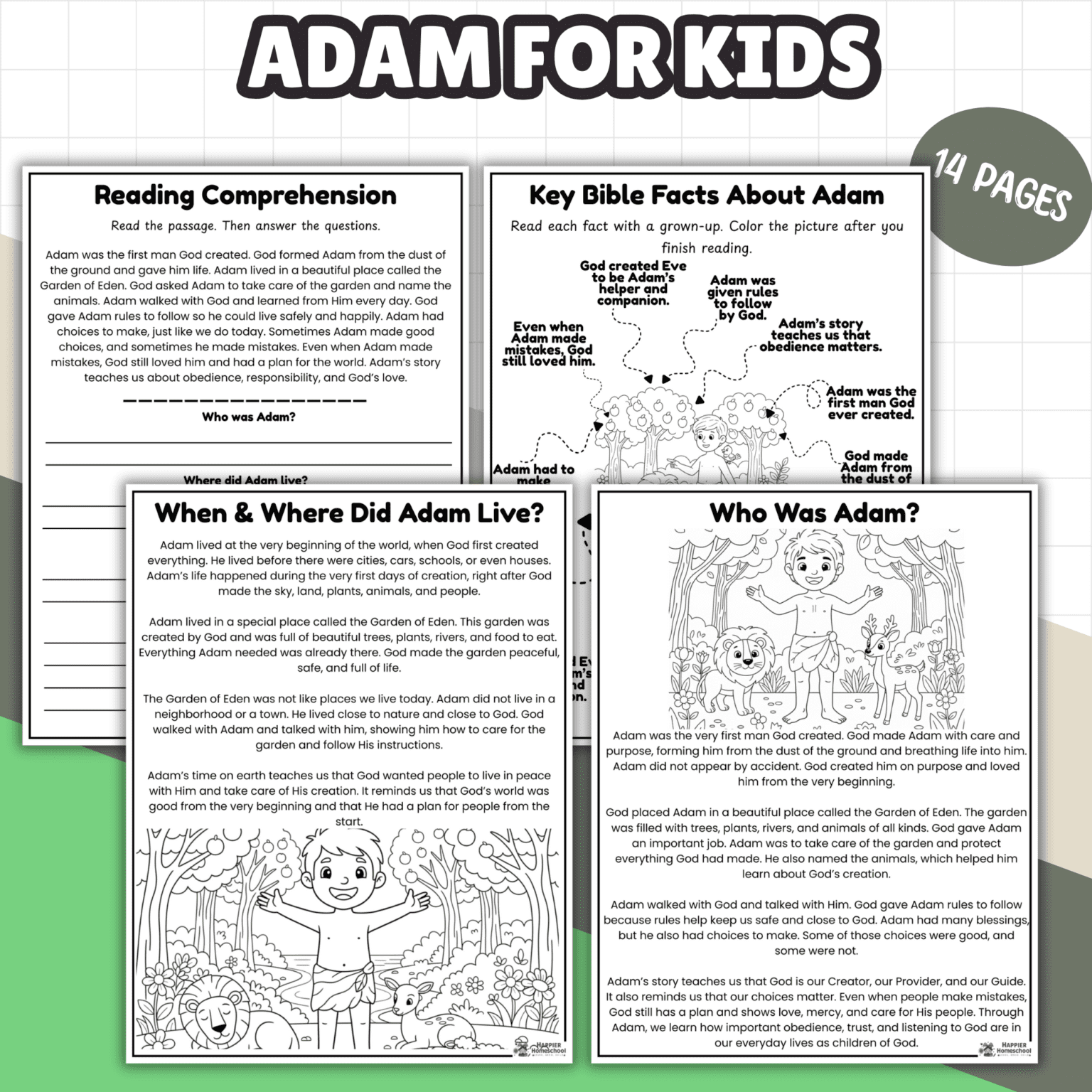 Adam for Kids: A Simple Bible Story + Free Printable Study - Happier ...
